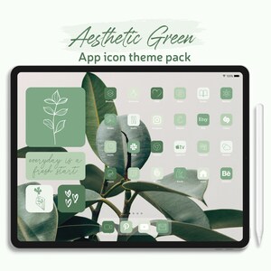 Green Aesthetic iPad App Icon Pack Sage Green iPad Theme Boho Green ...