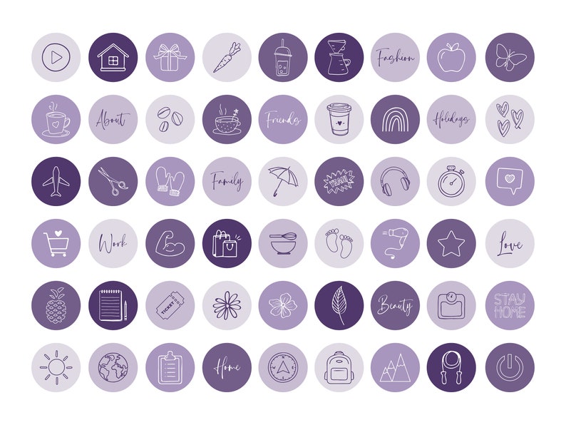 Purple Aesthetic Instagram Highlight Set Lilac Lifestyle - Etsy