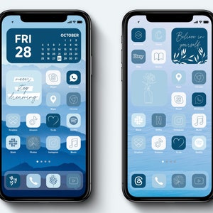 App Icon Blue Bundle for iPhone & iPad | Blue Icons and Widgets | White ...
