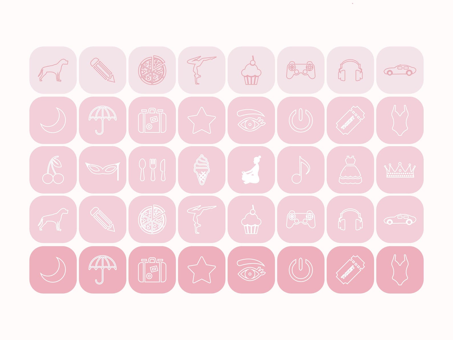 Pink Blush App Icon Pack | Blush Tones Filled and Thin Icons ...