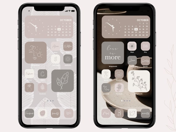 Iphone App Icon Pack Cozy Neutral Doodle & Hand Lettered - Etsy