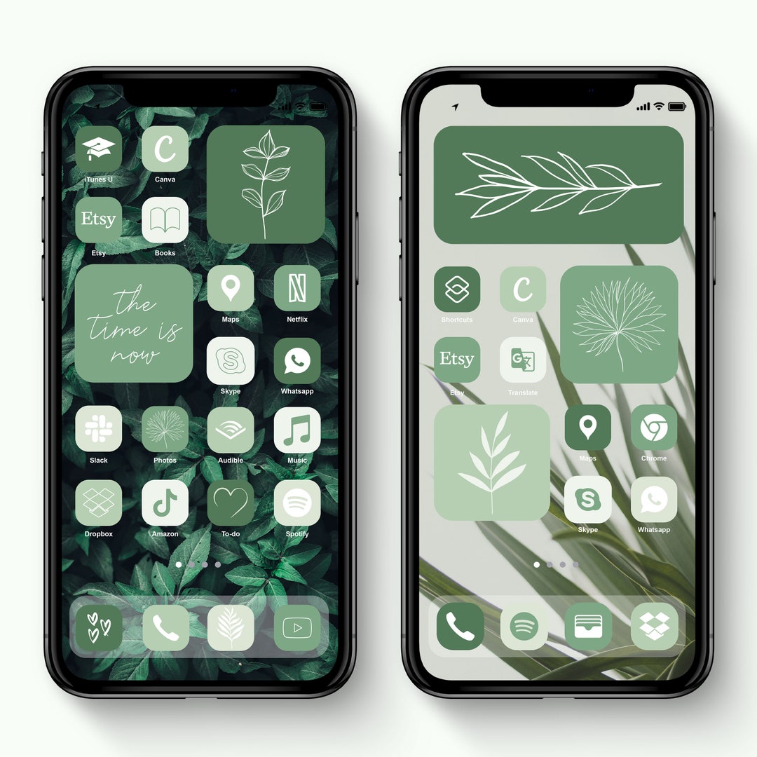 Green Aesthetic App Icon Pack, Sage Green Ios App Icons, Forest Green ...