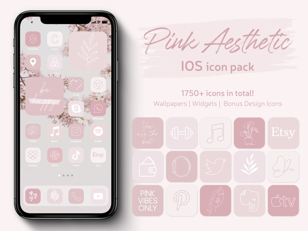 Pink Aesthetic Ios App Icons Pack Blush Pink Tones - Etsy