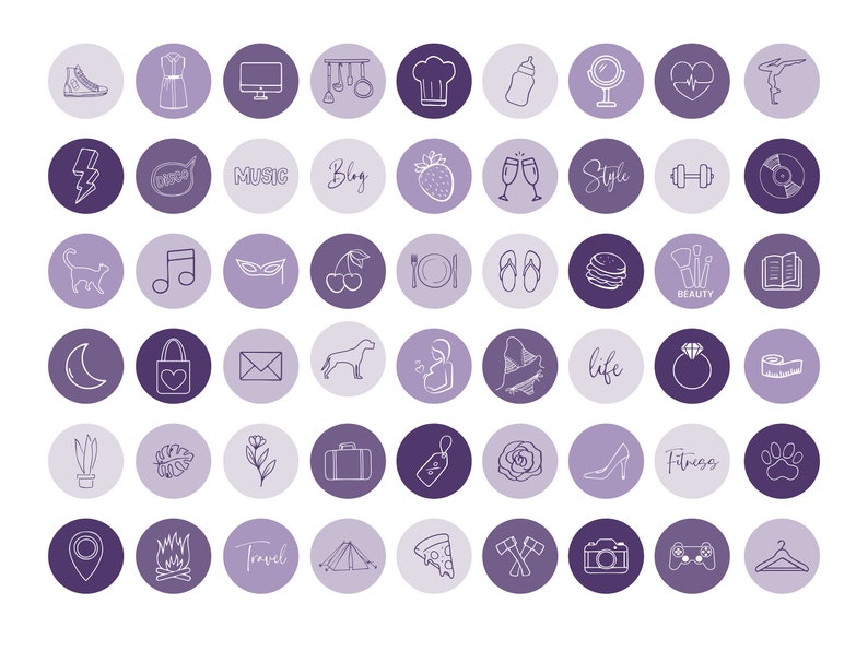 Purple Aesthetic Instagram Highlight Set Lilac Lifestyle - Etsy