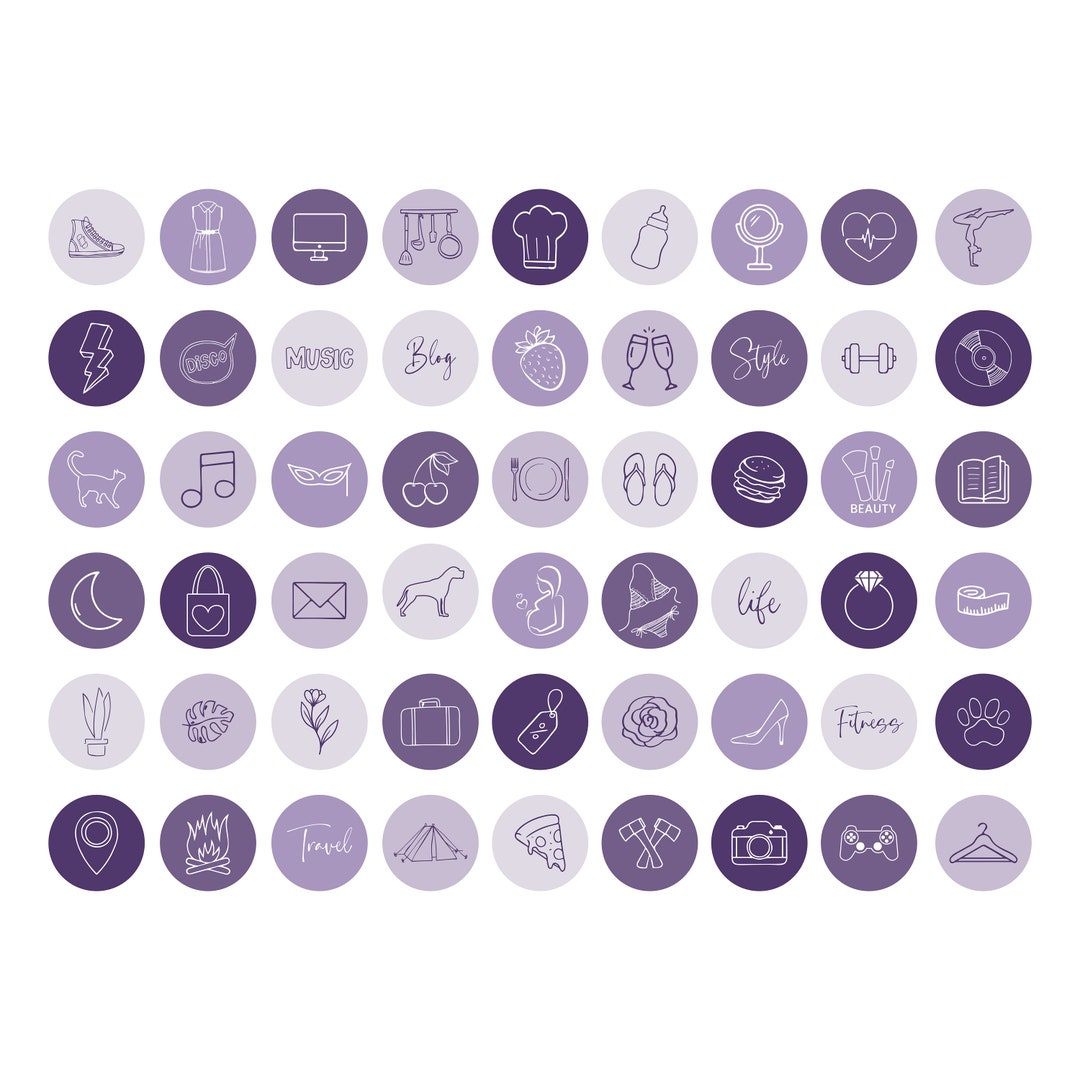 Purple Aesthetic Instagram Highlight Set, Lilac Lifestyle Story Covers ...