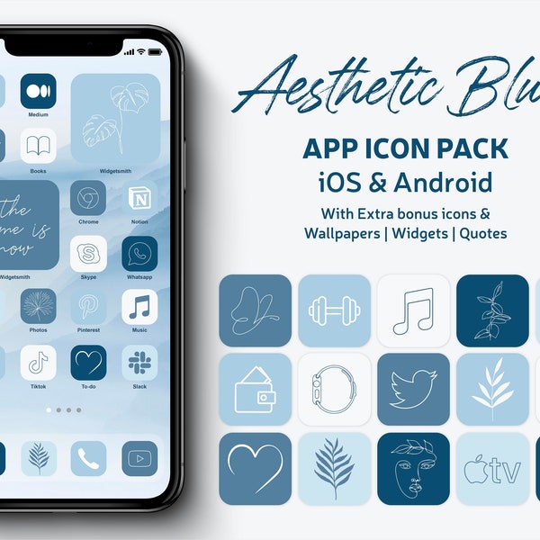 Blue App Icon Pack - Etsy