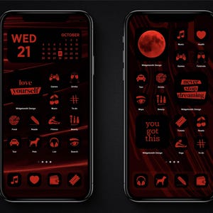 Red and Black App Icons | Phone Theme, Widgets (digital Download) - Etsy