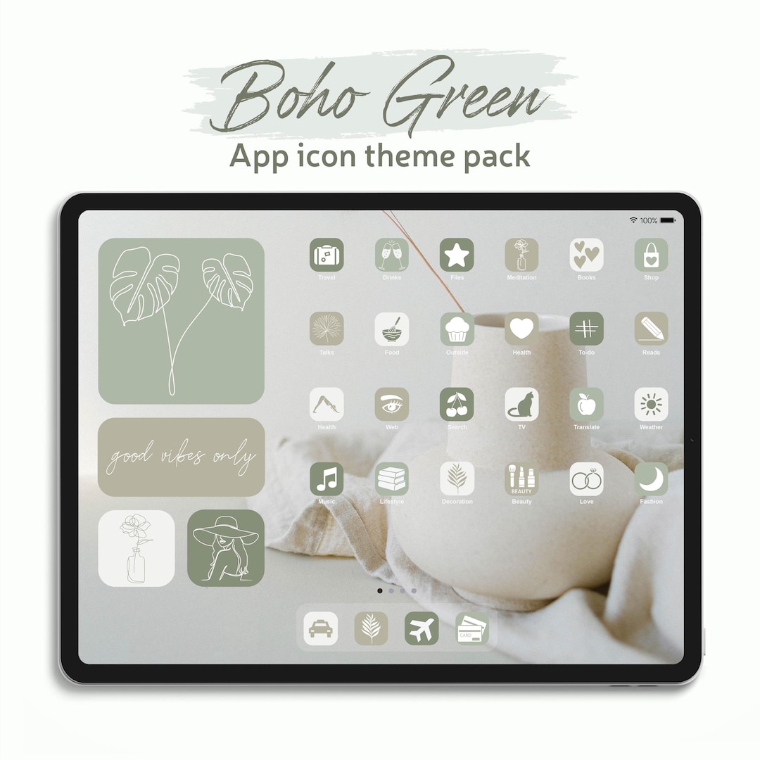 Sage Green App Icons Aesthetic
