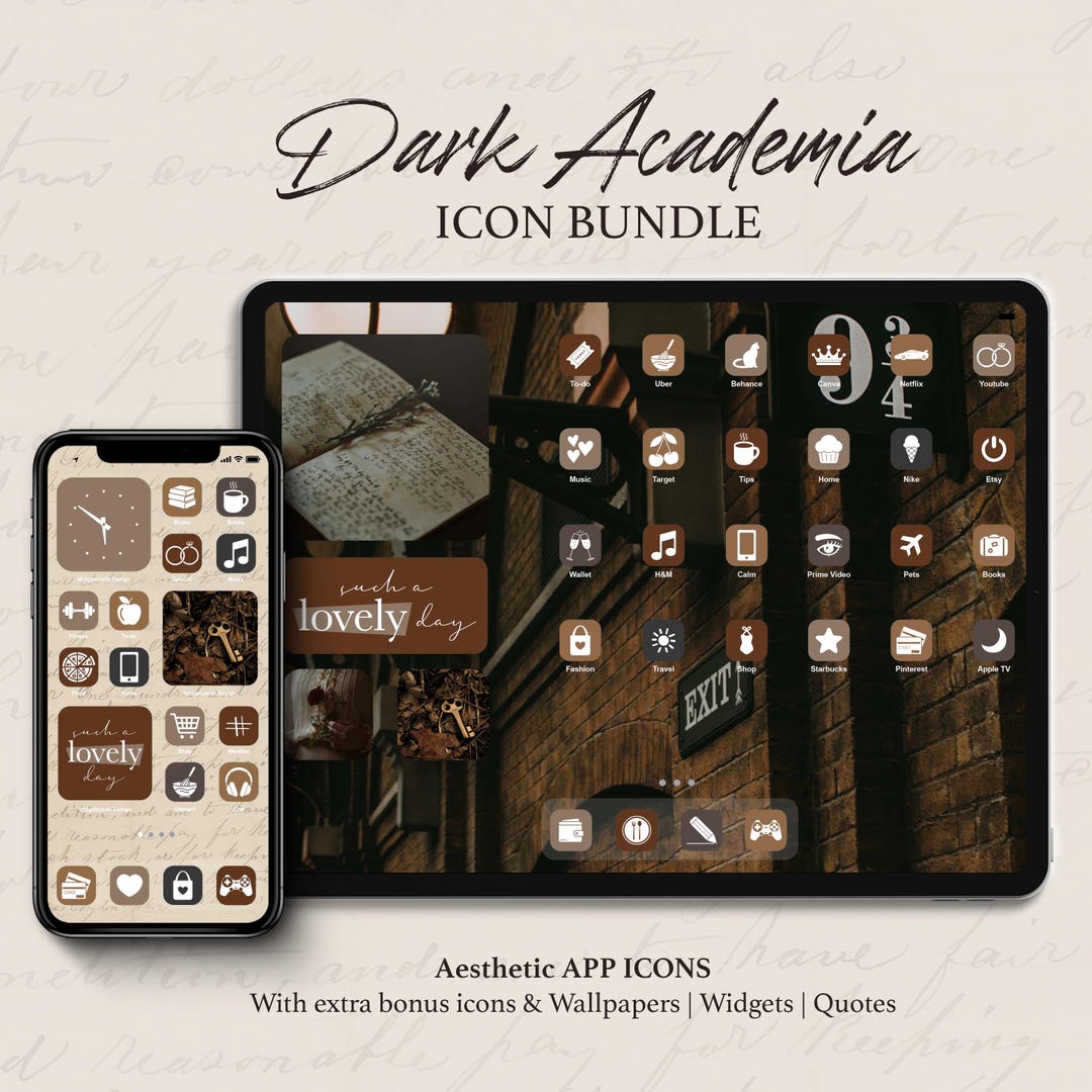 Dark Academia Icons Bundle for Phone and Tablet, Moody Theme Home ...