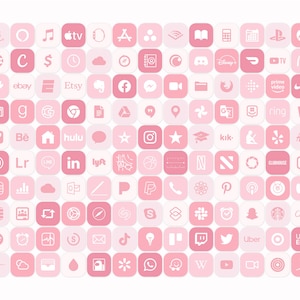 Pink Blush iPad App Icon Pack | Pink Tones Filled and Thin Icons ...