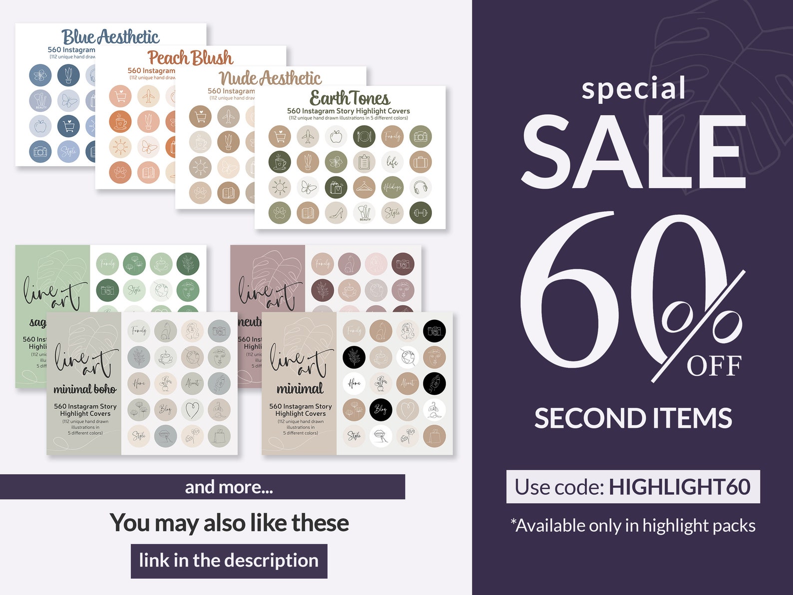 Purple Aesthetic Instagram Highlight Set Lilac Lifestyle - Etsy