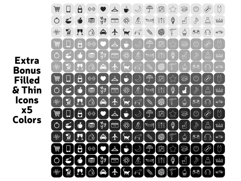 Black & Gray App Icon Pack for Iphone Minimalist Black Ios - Etsy
