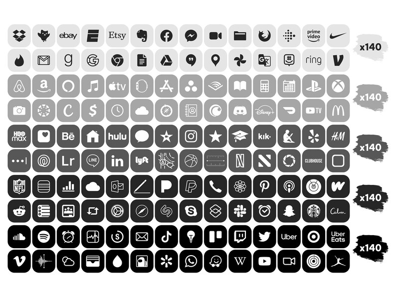 Black & Gray App Icon Pack for Iphone Minimalist Black Ios - Etsy