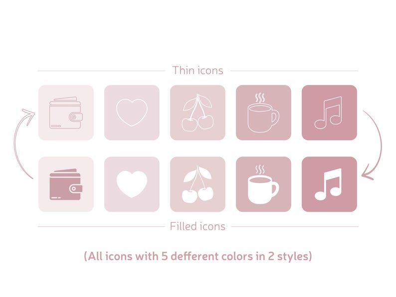 Pink App Icon Bundle, Soft Aesthetic Homescreen, Pastel App Icons, Pale ...