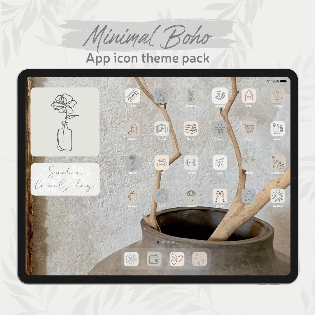 Minimal Boho App Icon Pack, Pastel Wallpapers and Widgets for Aesthetic ...