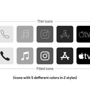 Black & Gray App Icon Pack for iPhone | Minimalist Black Ios Theme Pack ...