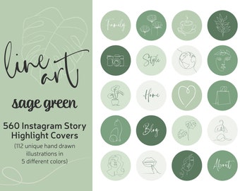 Sage Green Line Art - Etsy
