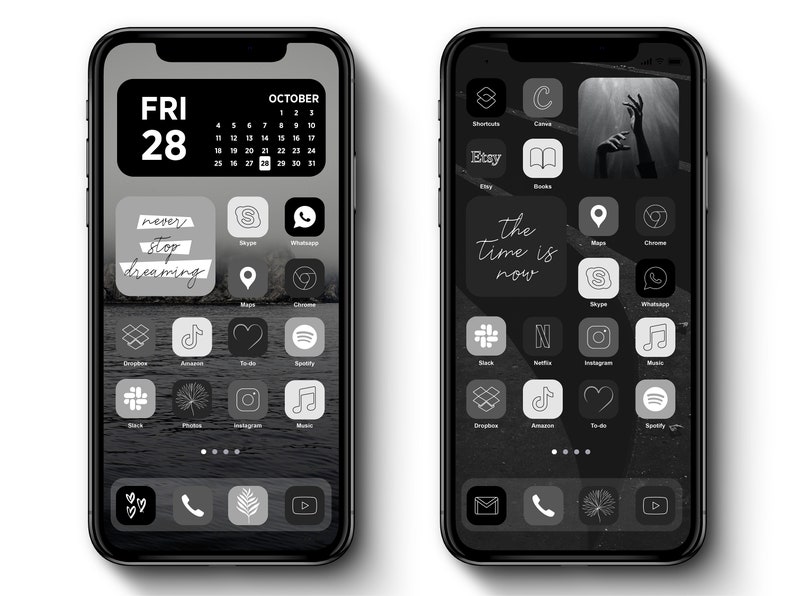 Black & Gray App Icon Pack for Iphone Minimalist Black Ios - Etsy