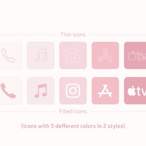 Pink Blush iPad App Icon Pack | Pink Tones Filled and Thin Icons ...