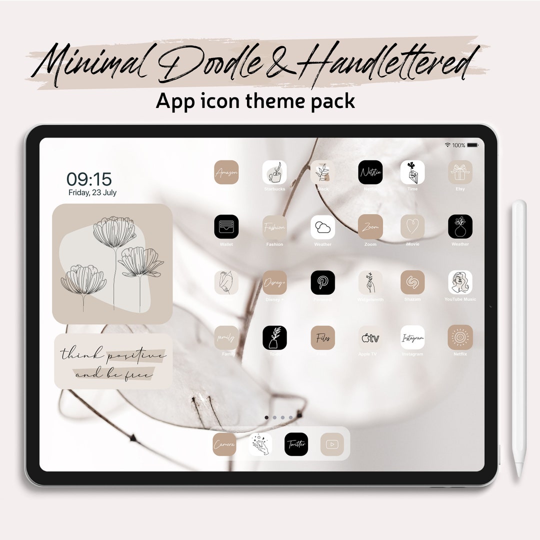 IPad App Icons for Ipados 16, Minimal Doodle and Handwriting Boho iPad ...