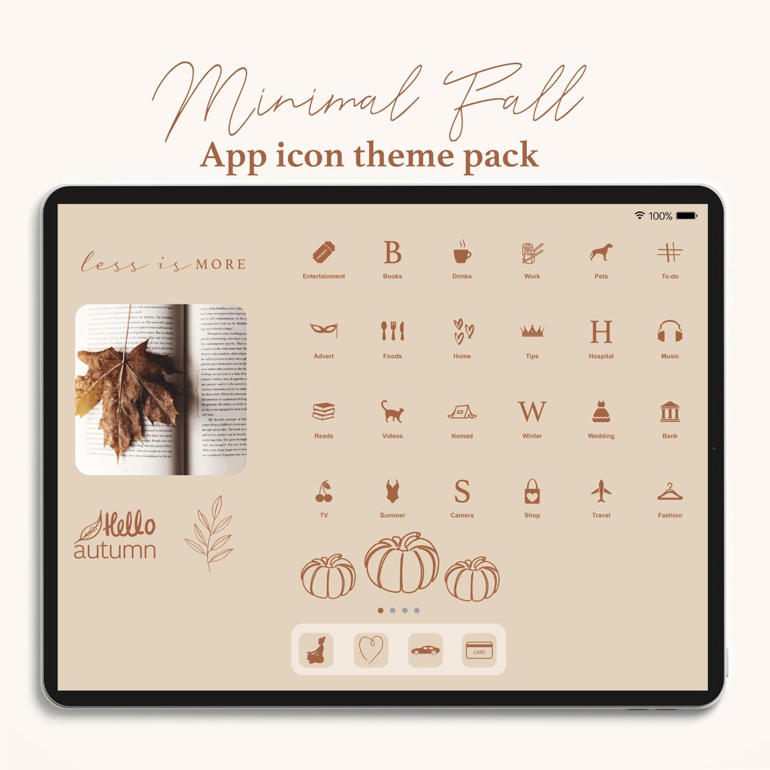 Autumn Theme Icon Pack, Simple Stylish Productivity, Warm Cozy Beige ...