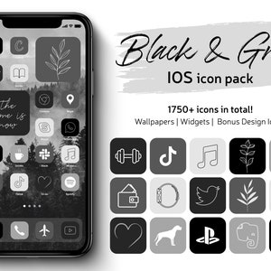 Black & Gray App Icon Pack for Iphone Minimalist Black Ios - Etsy