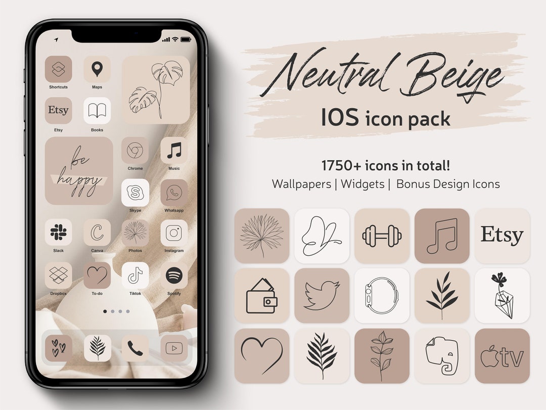 Neutral Beige App Icon Pack Ios Theme for Iphone Phone - Etsy