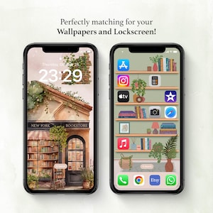 IPhone Bookshelf Green Wallpapers for Ios 18 Homescreen, Cozy Lock ...