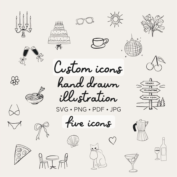 Hand Drawn Stickers - Etsy