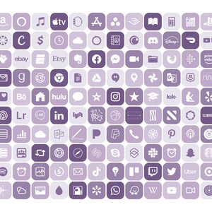 Purple Tones App Icons Theme for Phone, Custom Ios Icons Pack, Purple ...