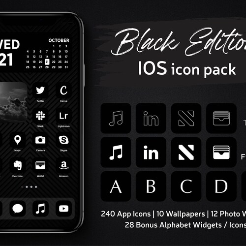 Black Edition App Icons Pack for Iphone Ios 15 Minimal Black - Etsy Black Edition App Icons Pack for Iphone Ios 15 Minimal Black - Etsy