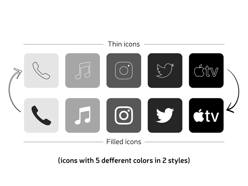 Black & Gray App Icon Pack for Iphone Minimalist Black Ios - Etsy