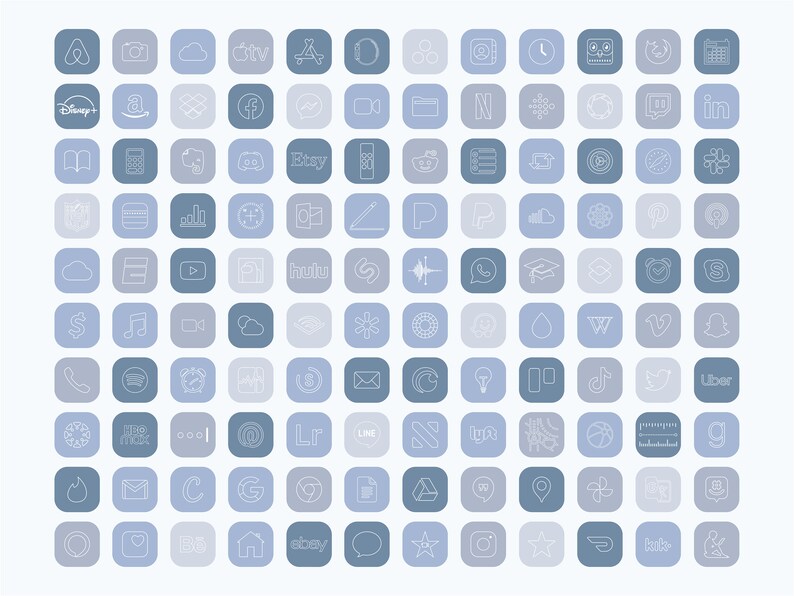 Minimal Blue App Icon Pack für iPhone IOS Home Screen - Etsy