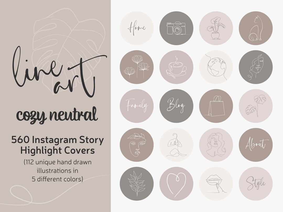 Aesthetic Line Art Instagram Highlights, Minimalist Highlight Covers ...