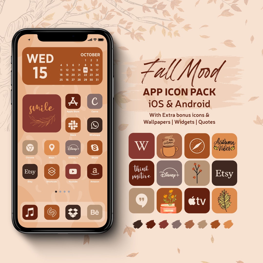 Fall Mood Ios App Icons Bundle, iPhone Ios App Icons Theme Pack, Autumn ...