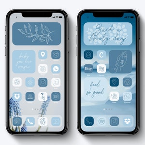 App Icon Blue Bundle for iPhone & iPad | Blue Icons and Widgets | White ...