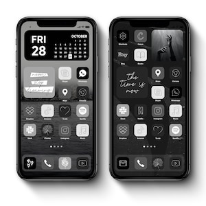 Black & Gray App Icon Pack for iPhone | Minimalist Black Ios Theme Pack ...