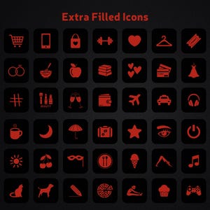 Red and Black App Icons | Phone Theme, Widgets (digital Download) - Etsy