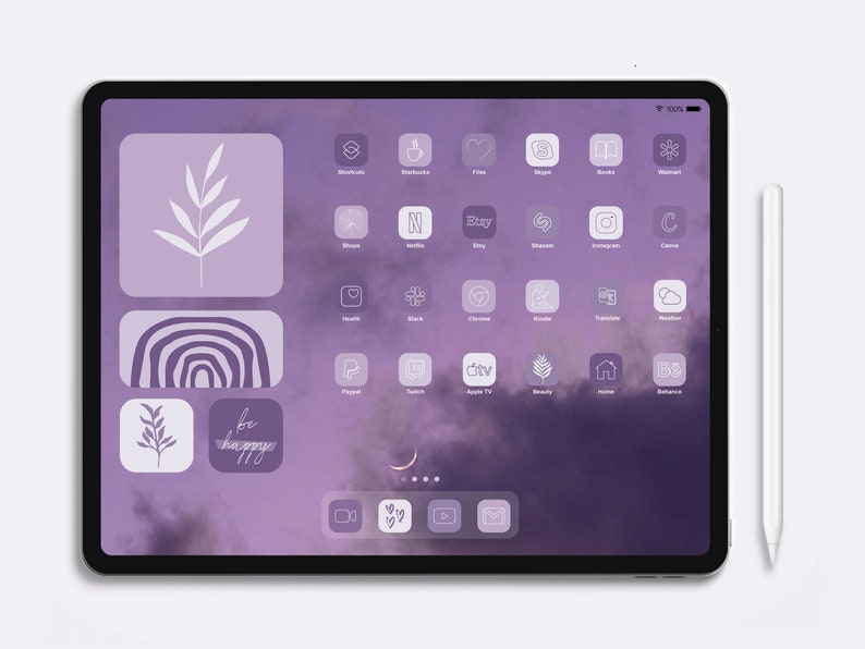 Purple Tones Ipad App Icon Pack Pastel Purple Ipad - Etsy