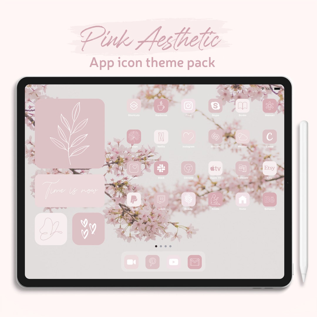 Pink Aesthetic iPad App Icons Pack | Blush Pink Tones iPad Wallpapers ...