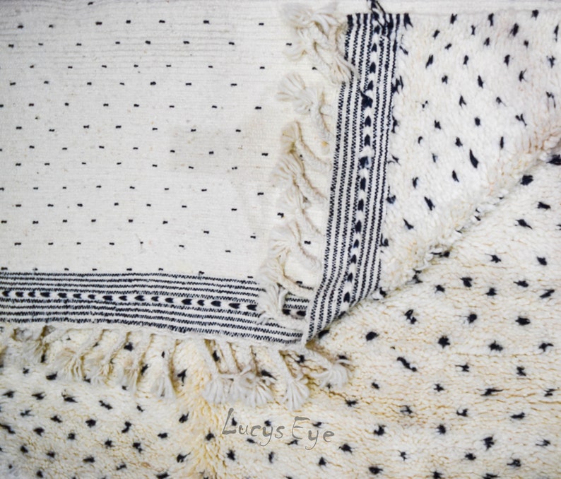 100% Wool Authentic Handmade Moroccan Beni Ourain RUG Berber Shag Rug ...