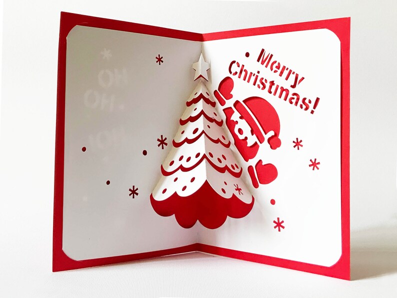 Digital Template Pop-up Christmas Card, Santas Christmas Tree Surprise ...