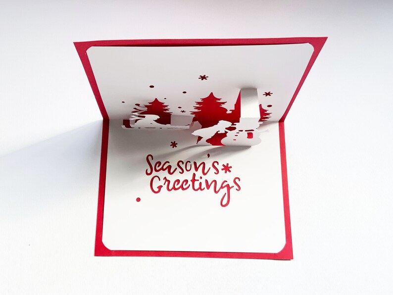 Digital Template Pop-up Christmas Holiday Card, Christmas Joy, Winter ...