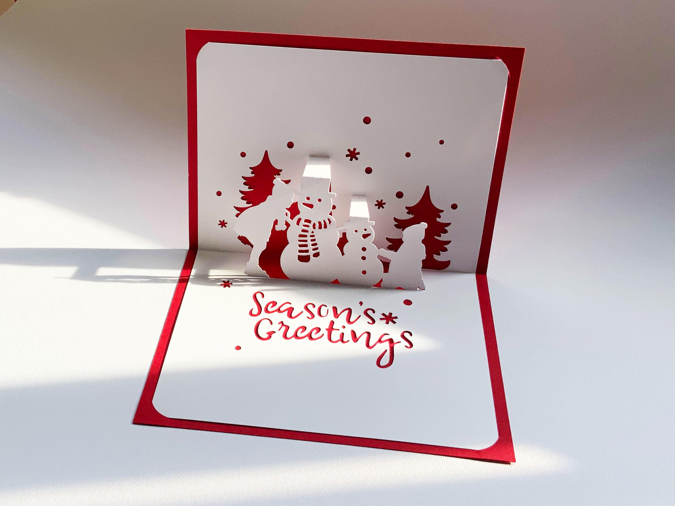 Digital Template Pop-up Christmas Card, Christmas Holiday Joy, Snowman ...