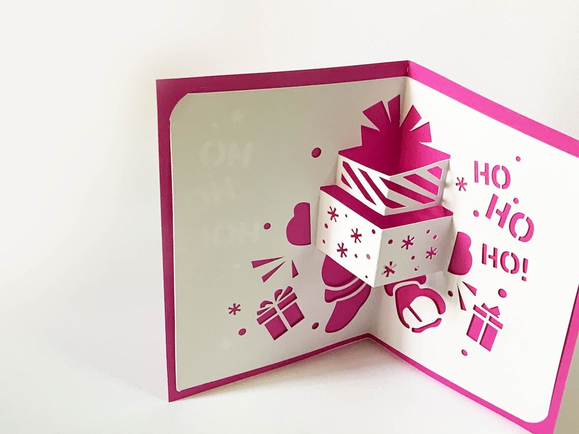 Digital Template Pop-up Christmas Card, Santas, Presents, Gifts SVG ...