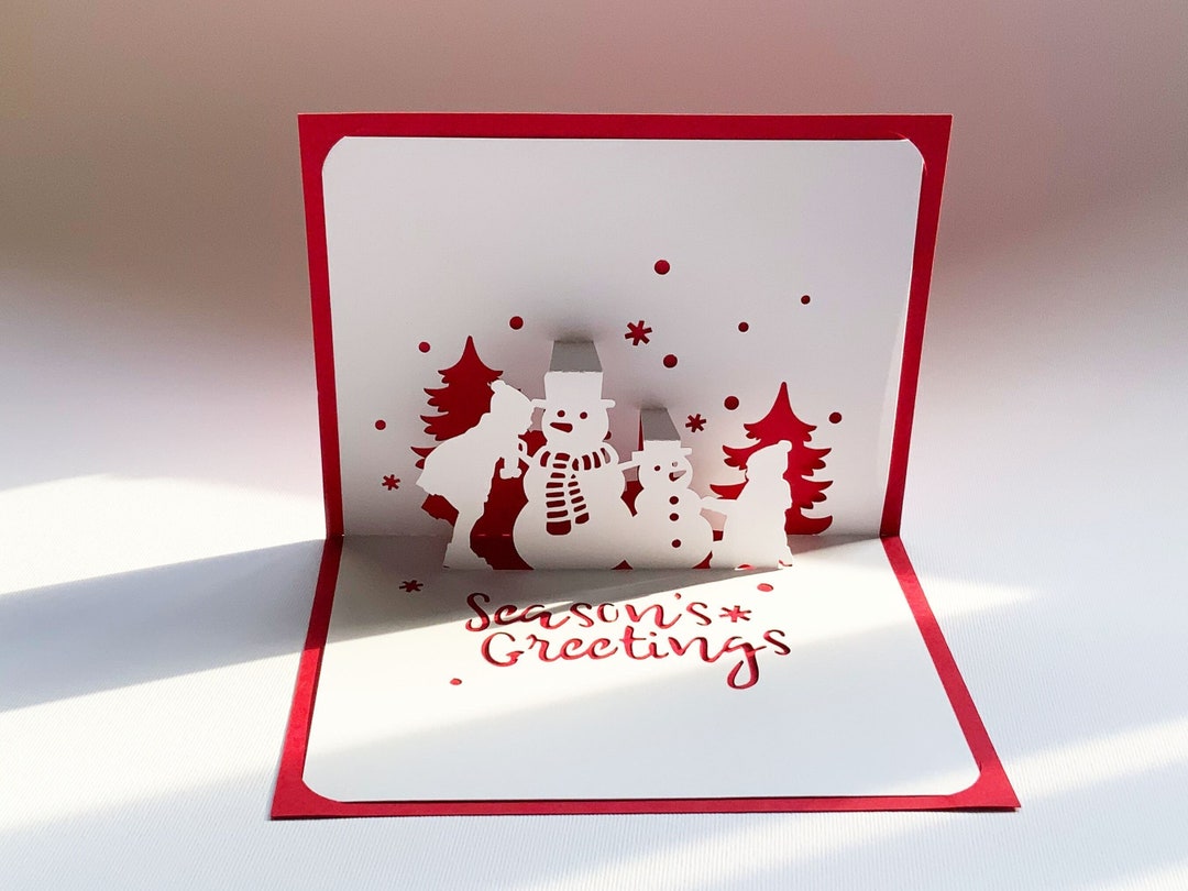 Digital Template Pop-up Christmas Card, Christmas Holiday Joy, Snowman ...