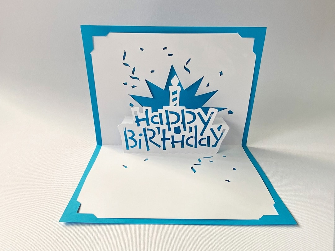 Digital Template Pop-up Birthday Card, Happy Birthday Cake Pop-up SVG ...