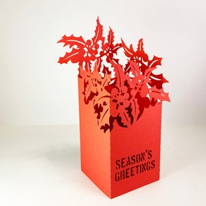 Digital Template Christmas Holly Pop up Card, 3D SVG - Etsy