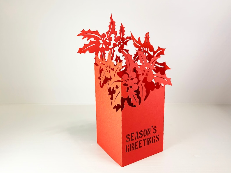 Digital Template Christmas Holly Pop up Card, 3D SVG - Etsy