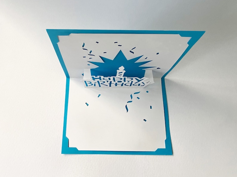 Digital Template Pop-up Birthday Card, Happy Birthday Cake Pop-up SVG ...